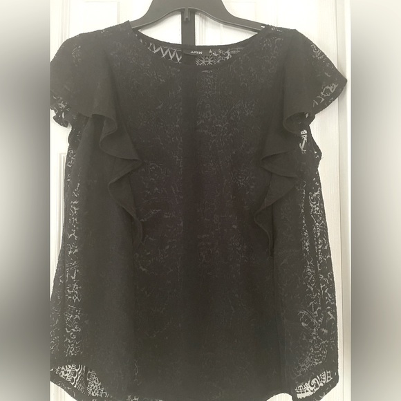 Apt. 9 | Tops | Apt 9 Sheer Black Top With Flutter Detail Large | Poshmark